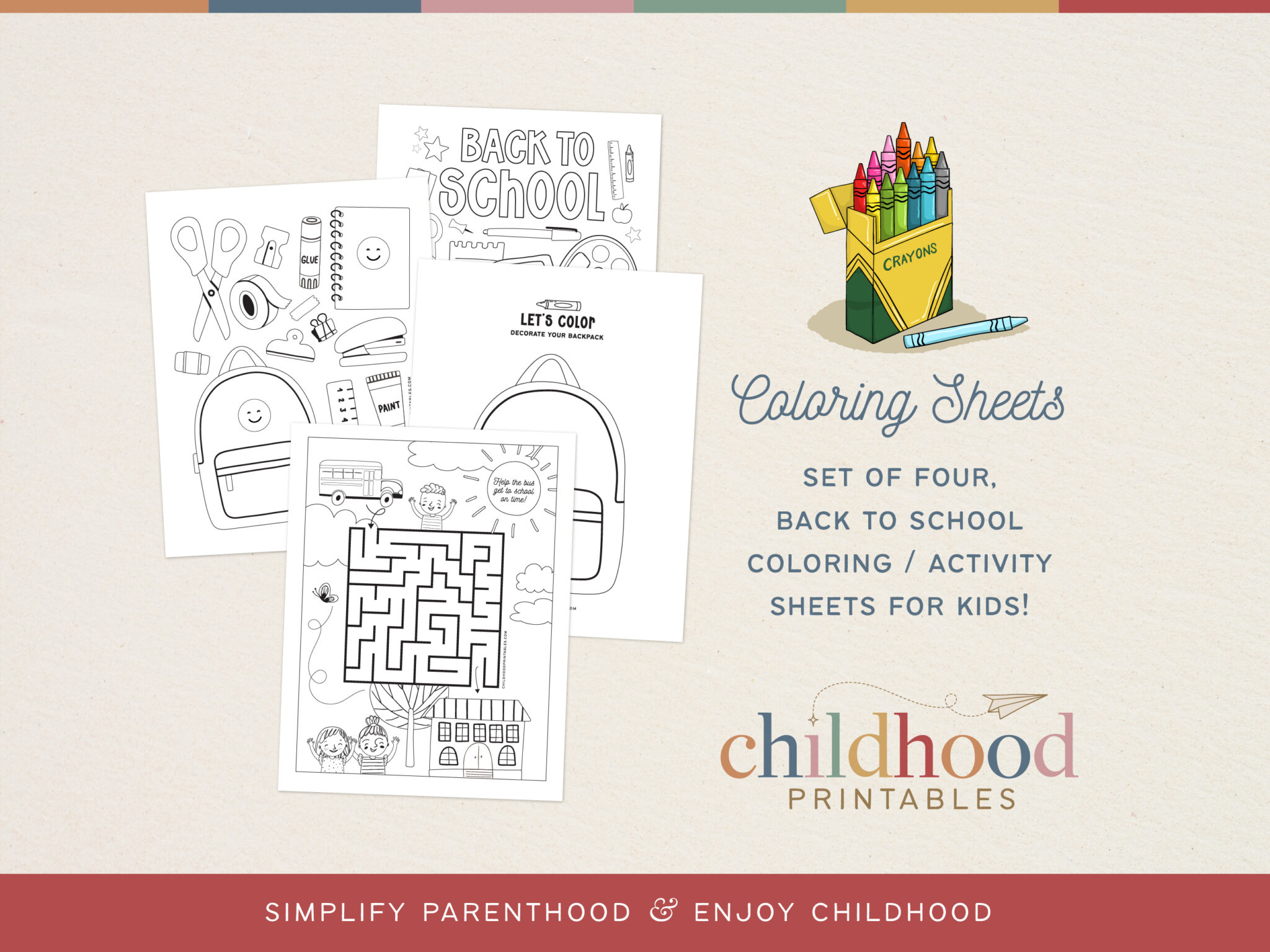 Back To School Coloring Activity Set, Digital Download – Childhood ...