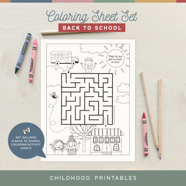 Back To School Coloring Activity Set, Digital Download – Childhood ...