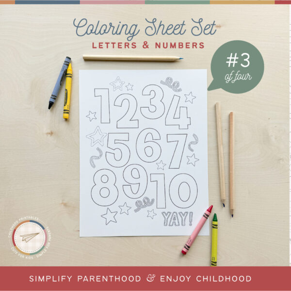 Letters And Numbers Coloring Sheet Set, Digital Download – Childhood ...