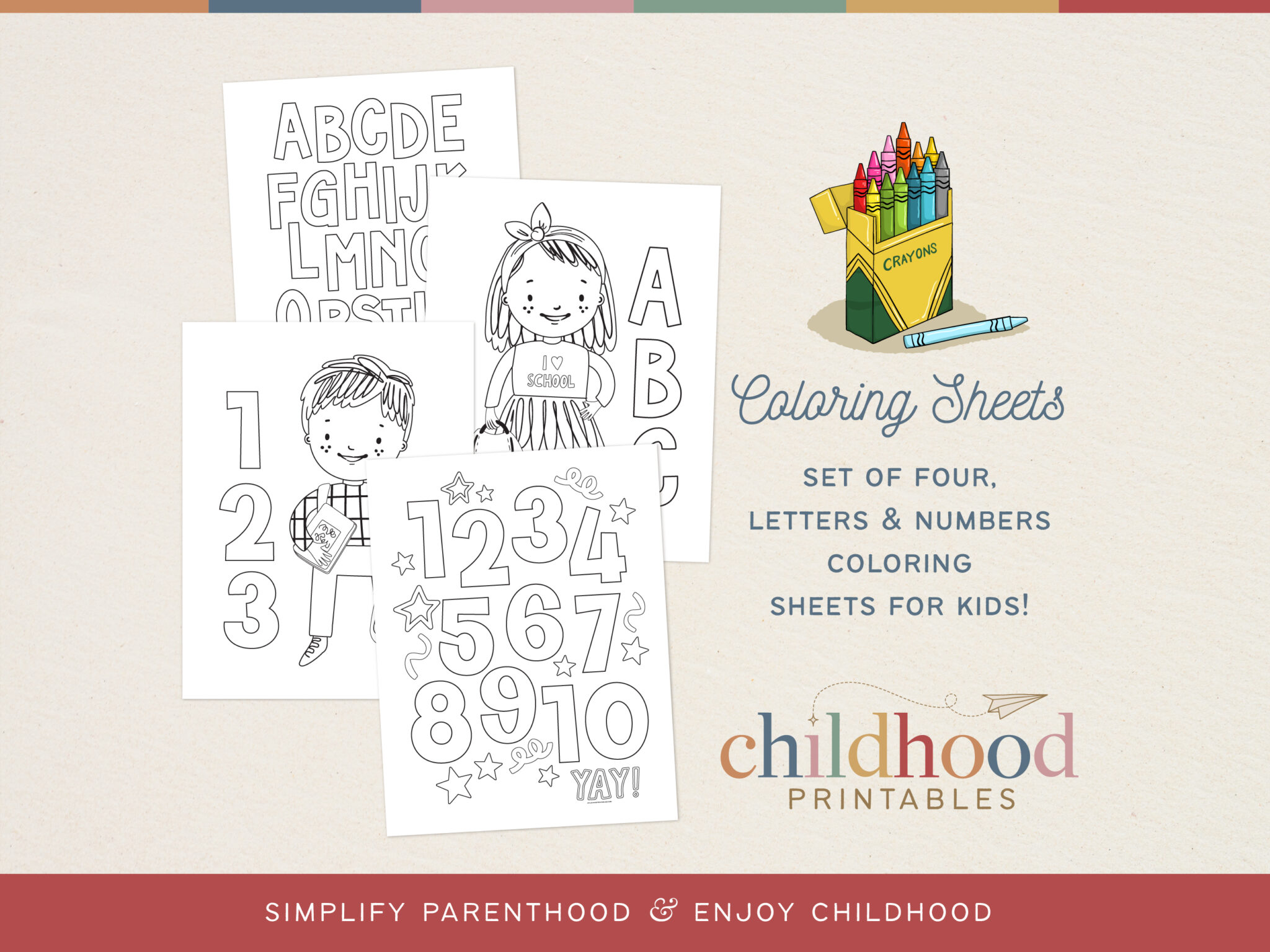 Letters And Numbers Coloring Sheet Set, Digital Download – Childhood ...