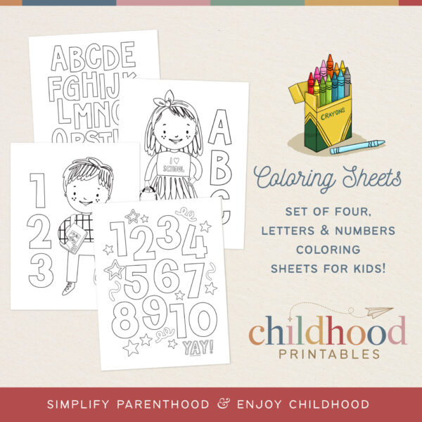 Letters And Numbers Coloring Sheet Set, Digital Download – Childhood ...