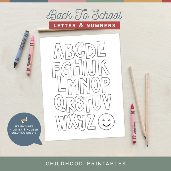 Letters And Numbers Coloring Sheet Set, Digital Download – Childhood ...