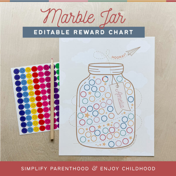 Marble Jar Reward Chart for Kids, Customizable Instant Download ...