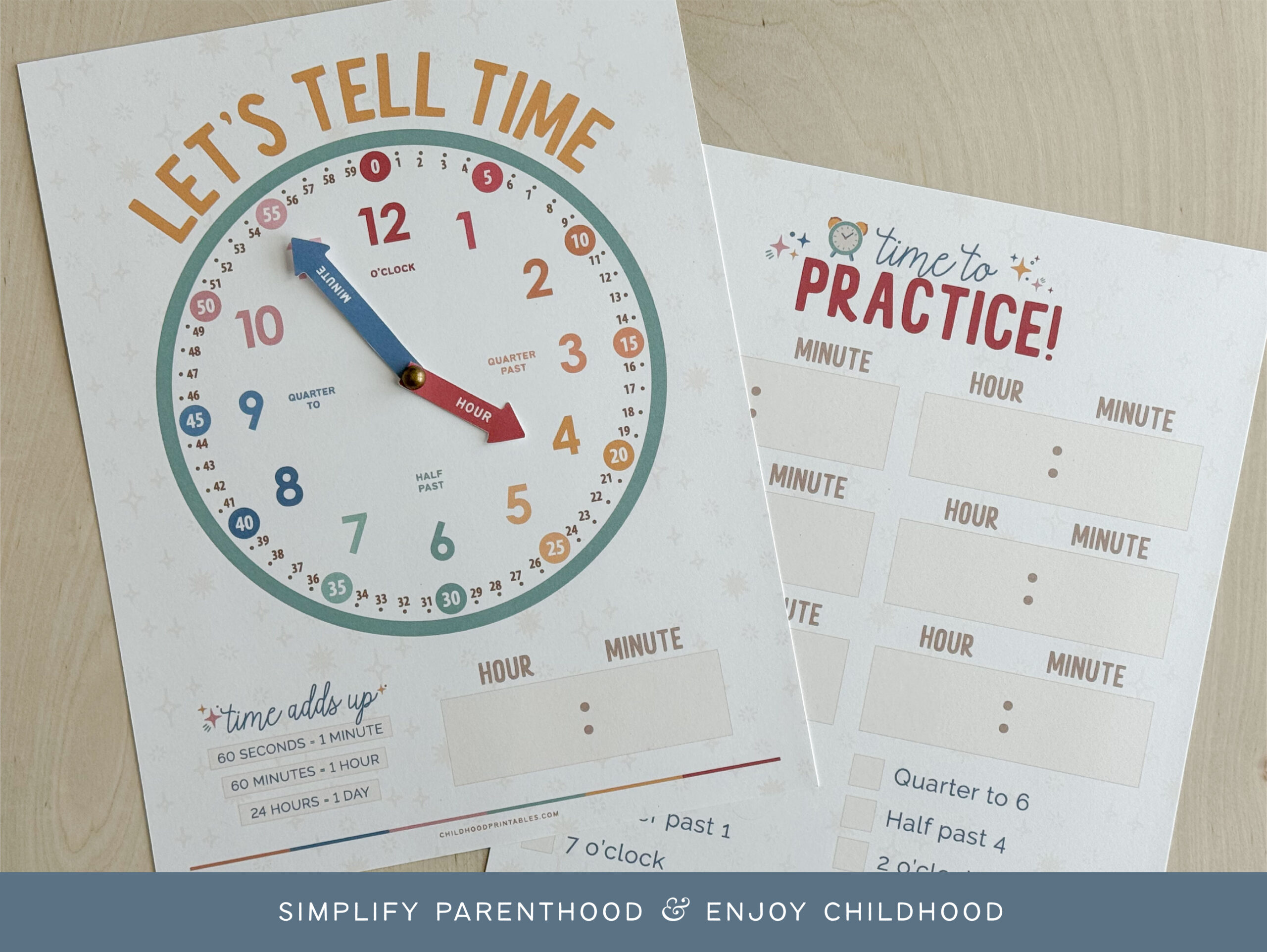 Learn To Tell Time, Analog Clock Printable, Digital Download ...
