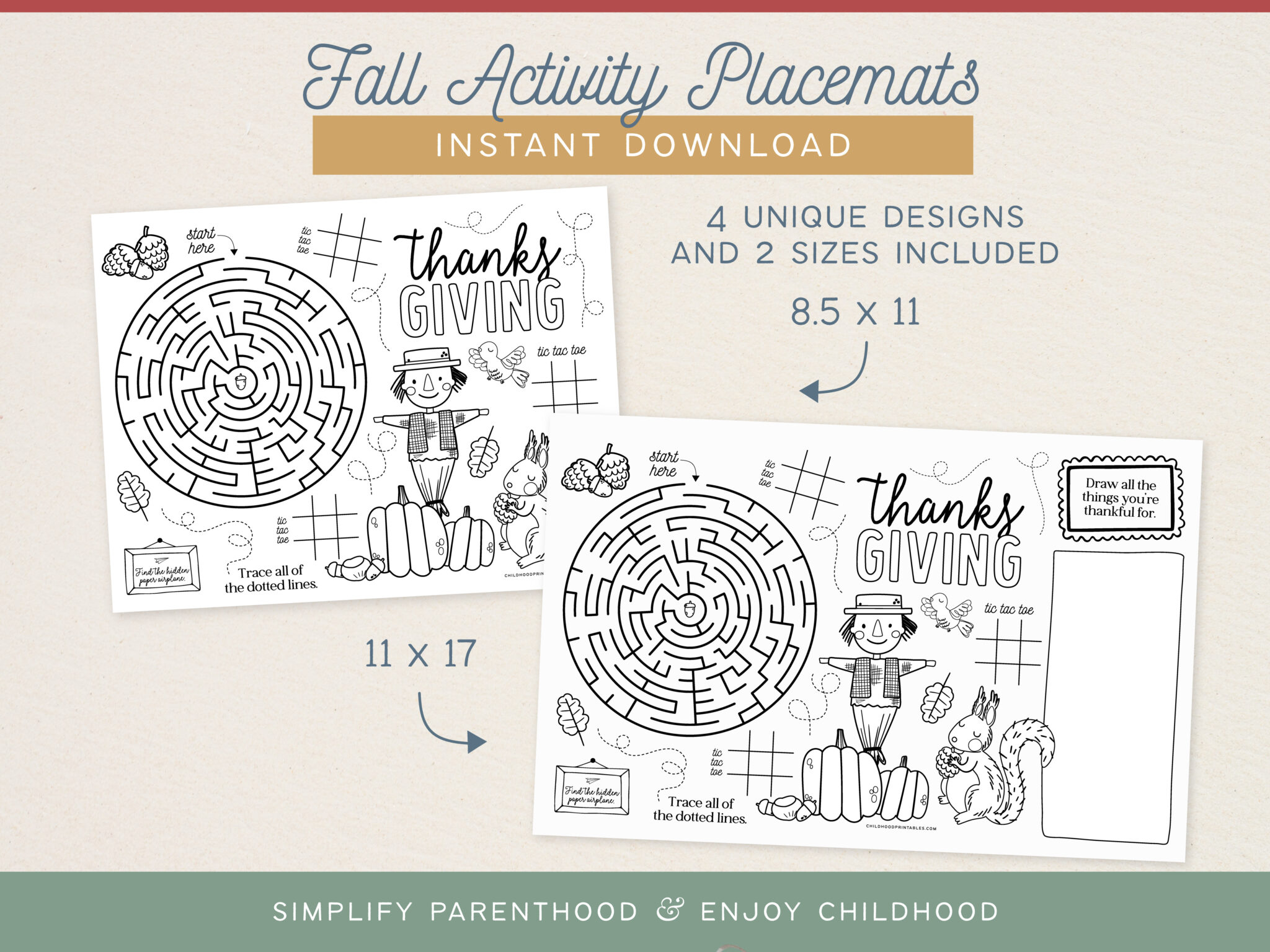 Fall Activity Placemat Bundle, Instant Download – Childhood Printables Shop